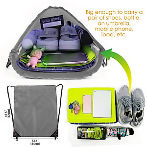 BeeGreen 20 Pieces Gray Drawstring Backpack Bags Bulk Nylon Gym Backpacks Cinch Sinch Christmas Bag for DIY Travel Sports Sack Personlized Sackpacks for Heat Vinyl