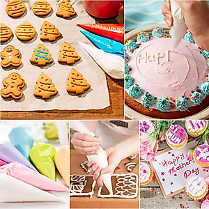 LotFancy Tipless Piping Bags, 500 Pcs 10 Inch Disposable Pastry Bags for Royal Icing, Cookies, Non-Slip Cake Decorating Bags Tool with 5 Clips, for all Size Tips Couplers