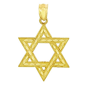10k Gold Judaica Charm Jewish Star of David Pendant (Small)