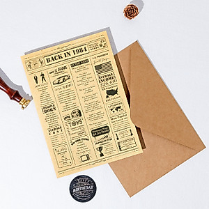 Crisky 40th Birthday Gift Wrap Bag Vintage 1984 with 40th Birthday Card Matching Envelope Sticker and Tissue Paper for Women/Men/Wife/Husband/Mom/Dad, 13" x 10" x 5"