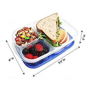Qualitas Products® Premium Kids Bento Boxes – 3 Compartments, 5 Bento Box Microwave Safe Lunch & Leftover Containers Set for Kids and Adults - Made From Food Grade Plastic