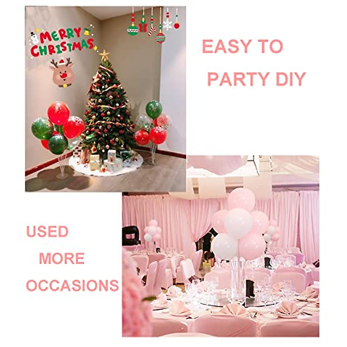 2 Sets of Balloon Stand Kits 28'' balloon arch kit with base, Reusable Clear Balloon Column Stand kit for Table, Including Glue, Tie Tool, Flower Clips, for Home Outdoors Birthday Wedding Party Decorations (2 set)