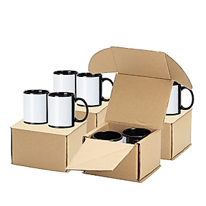 PYD Life 8 Pack Sublimation Coffee Mugs Blanks Black with White Patch 11 OZ Ceramic Photo Mugs Cups Bulk for Cricut Mug Press Print