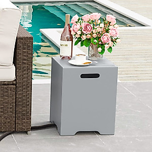 HOMPUS Outdoor Fountain Propane Fire Pit 50,000 BTU 29.3-inch Round Concrete Gas Fire Table Smokeless Firepit with Tank Cover,Wind Gurad,Glass Stone and Rain Cover for Garden,Deck,Backyard