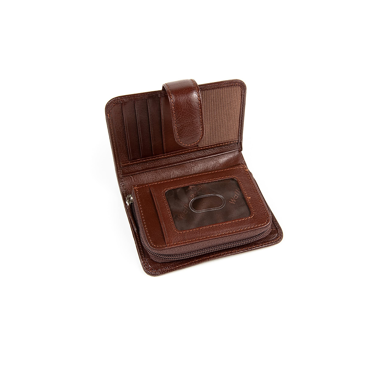 WalletBe Women's Wallet Leather RFID Coin Purse Billfold Accordion Brandy