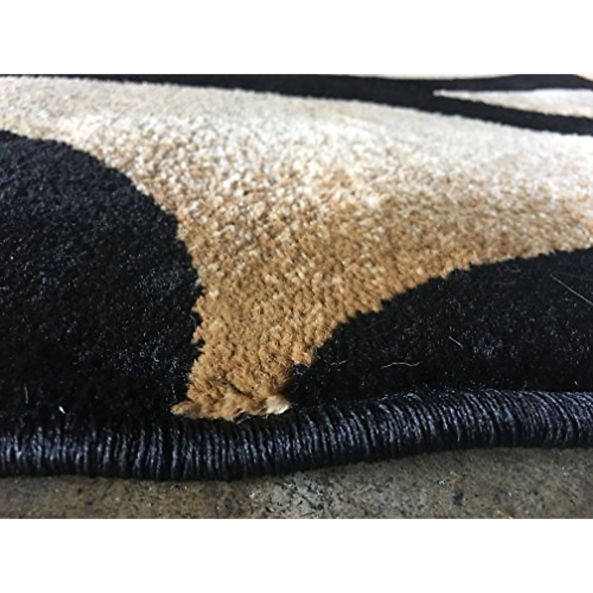 Bellagio Modern Round Contemporary Area Rug Black Carpet King Design 341 (5 Feet 3 inch X5 Feet 3 Inch )