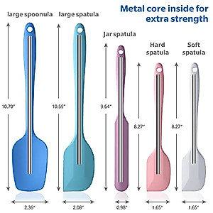 Wanbasion 5 Piece Silicone Spatula Set Heat Resistant, Colorful Rubber Baking Spatula Set, Kitchen Spatula Set Dishwasher Safe for Nonstick Cookware Cooking Mixing