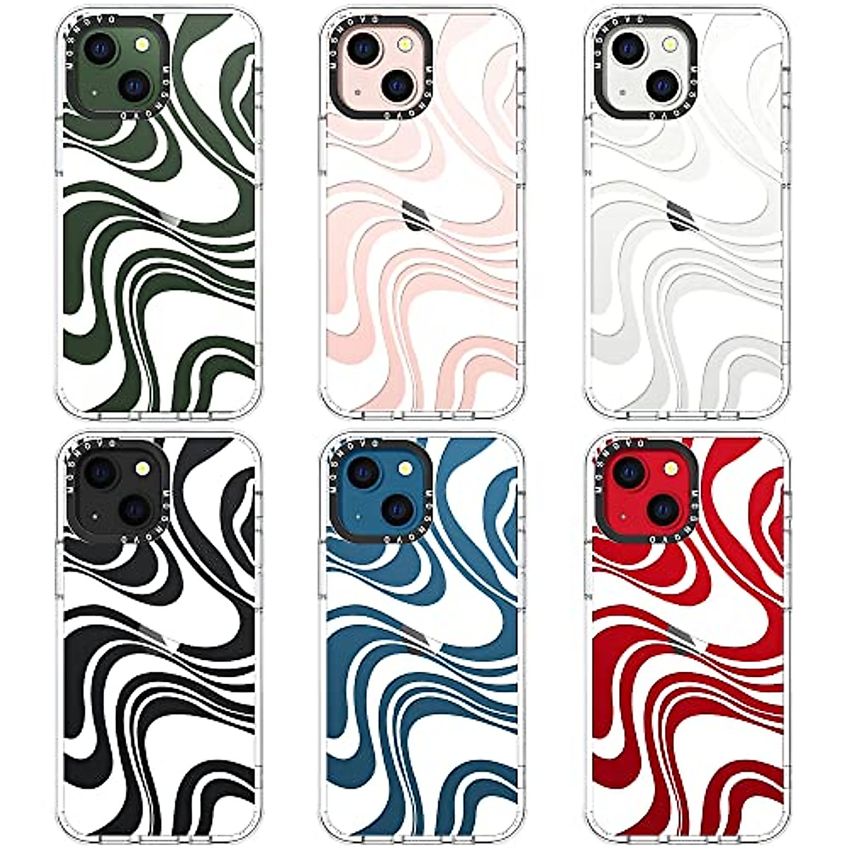 MOSNOVO Compatible with iPhone 13 Case, White Swirl [ Buffertech Impact ] Shockproof Protective Transparent TPU Bumper Clear Phone Case Cover Designed for iPhone 13 6.1"