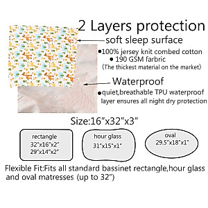 100% Jersey Cotton Bassinet Sheet Set 4 Pack(2 Waterproof Bassinet Sheet and 2 Bassinet Sheet)