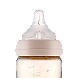 MOYUUM PPSU All in One Feeding Bottle, Stage 2, Medium Flow, 9oz (Beige)