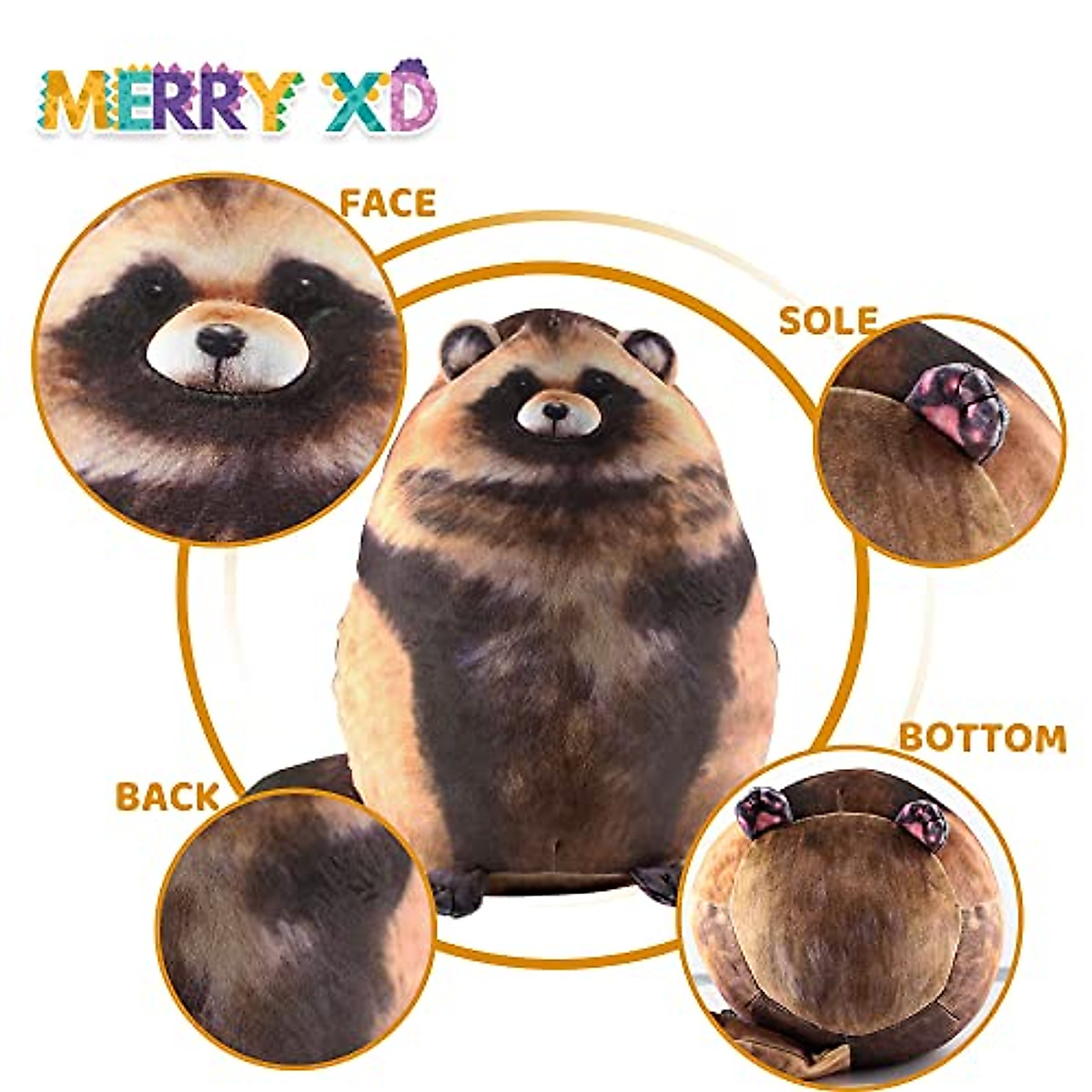 MerryXD Cat Plush Body Pillow, 13inch Soft Steppe & Kitten Plushies, Cute Stuffed Animals, Pallas Cat & Fox & Raccoon Plush Pillows, Comfortable Big Plush Toys Gifts for Kids, Girls, Boys, Girlfriend