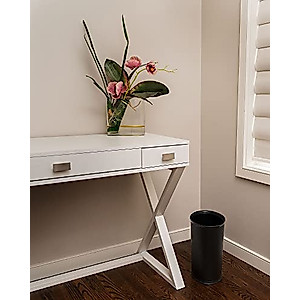 Made in USA Faux Black Leather 5-Gallon Sleek and Stylish Vinyl Waste Basket (10.25” X 12.5”)