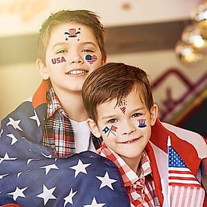 Fourth of July Temporary Tattoos Set Patriotic Decorations Stickers 10 sheets for Kids Adults, Red White and Blue American Flag USA Party Supplies 4th of July Memorial Independence Labor Day