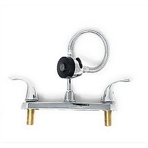 8" Faucet Kitchen Utility Sink Tall High Arc Flexible Spout Lead Compliant Brass Polished Chromed 2 ADA Push Handles [3445LF8] - Grifo Grupo Lava Sastre de Calidad
