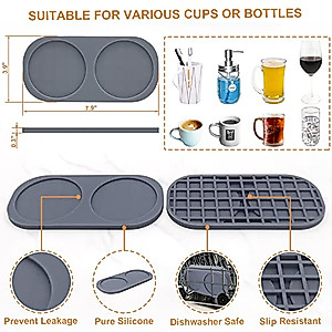 HvOvMvE 2 in 1 Creative Silicone Coaster for Kitchen and Bathroom to Place Soap Dispensers，Tumbler, Toothbrush Holder, Drinks, Cup Mat Protects The Countertop, Non-Slip (Grey)