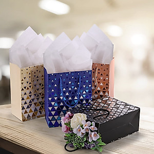 Lawei 28 Pack Gift Bags with Tissue Paper, Premium Medium Size Gift Bag with Handles, Colorful Paper Bags for Parties, Wedding, Birthday, Baby Shower, Christmas, Valentines Day, 7" X 4" X 9", 4 Color