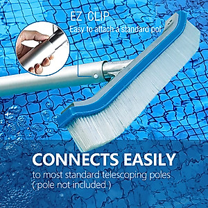 Katikies Pool Brush,Stainless Steel Brush Head,Wire Bristles,for Cleaning and Scrubbing Surfaces Debris Off of All The Areas Within a Pool - Walls, Tiles, Floors, Steps and Corners. (18-inch While)