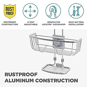 Zenna Home NeverRust Aluminum Adjustable Hanging Shower Caddy, Satin Chrome