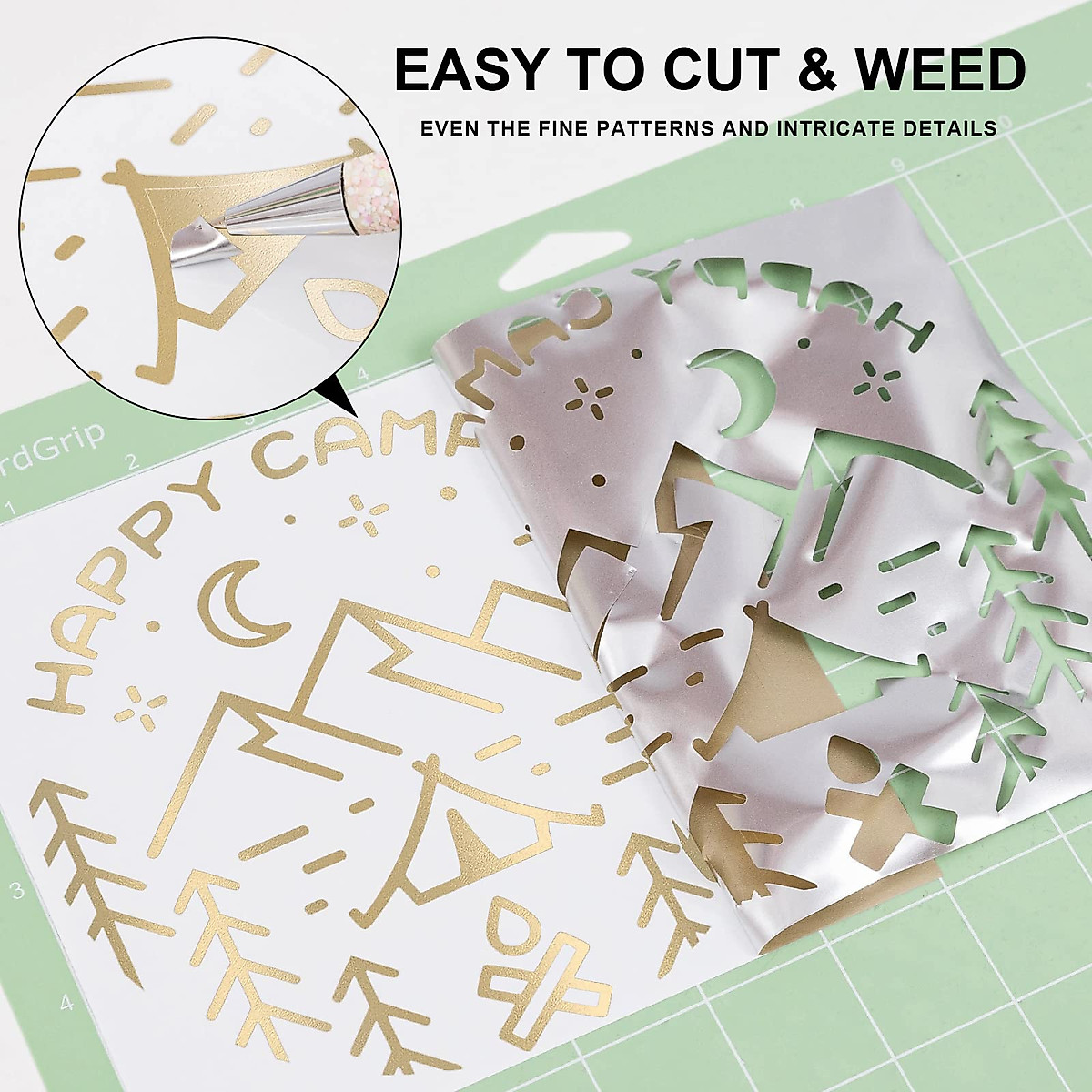 VINYL FROG Matte Metallic Gold Adhesive Vinyl, 12" x6ft Champagne Gold Metallic Craft Permanent Vinyl Roll - Metallic Satin Adhesive Vinyl for Home Decor, Mug, Car and Other Stickers