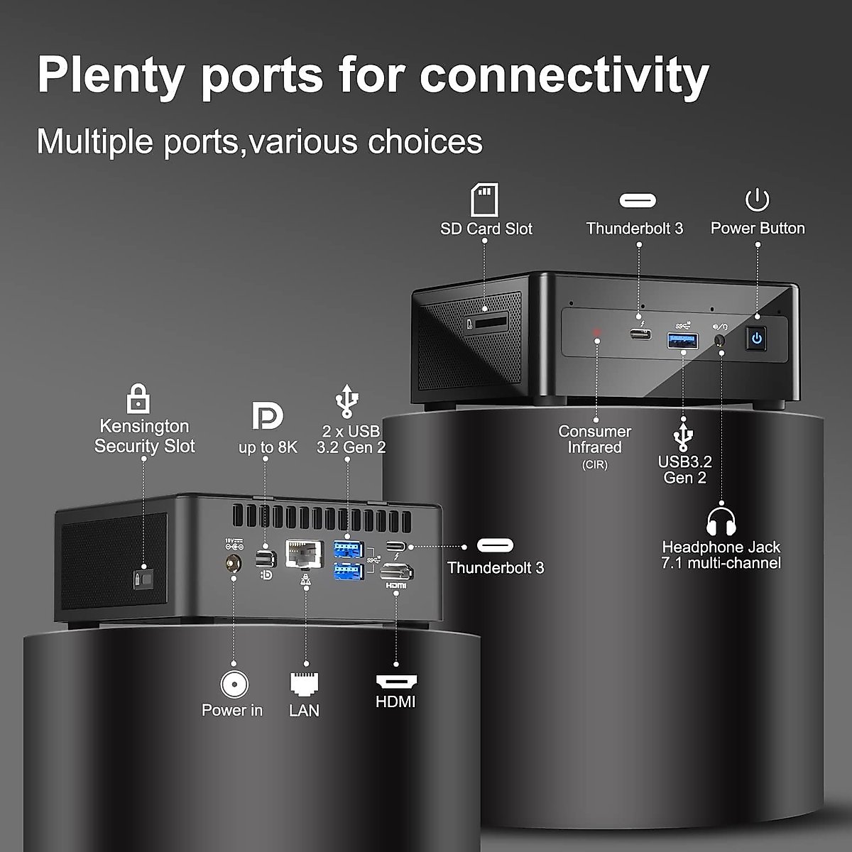 Latest Intel NUC11 Tiny Client Mini Desktop | Intel 4-Core i5-1135G7 | 16GB RAM 512GB SSD | Iris Xe Graphics | WiFi 6 | USB-C | HDMI | Mini-DP | RJ45 | Thunderbolt3 | Windows 10 Pro