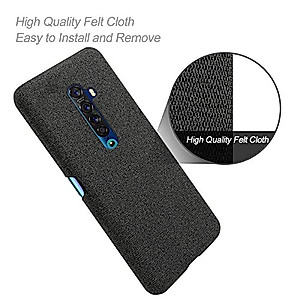 LUSEHNG Case for Oppo Reno2, Solid Color Canvas Smartphone Cover for Oppo Reno2, Slim Duaable Lightweight - Black