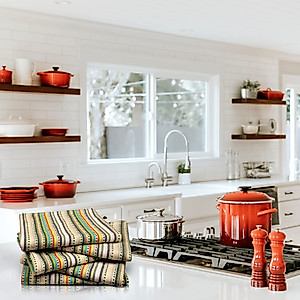 Urban Villa Easter Kitchen Towels,Beige Multi Dobby Stripes,Premium Quality,100% Cotton Dish Towels, Mitered Corners,Ultra Soft (Size: 20x30 Inches), Highly Absorbent Bar & Tea Towels (Set of 6)