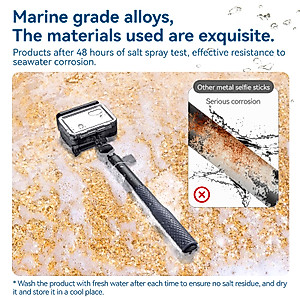 TELESIN 360° Waterproof Selfie Stick 25.75" w Hand Strap Underwater Dive Diving Extension Stick Pole Monopod for GoPro Max 12 11 10 9 8 7 Insta360 X3 GO3 Ace Pro DJI Action 4 Osmo Pocket 3 Accessories