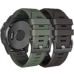NotoCity Compatible Fenix 5X Plus Bands Fenix 7X Sport Silicone Replacement Watch Strap for Garmin Fenix 5X/Fenix 5X Plus/Fenix 6X/Fenix 6X Pro/Fenix 3/HR/Descent MK1/D2 Delta PX/D2 Charlie(Black/Army Green)