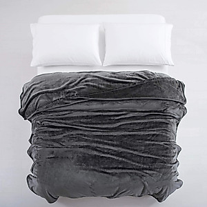 MOONLIGHT20015 Fleece Blanket Twin Size - Super Soft Cool Fuzzy Dark Grey Throw Blanket for Couch and Sofa - Lightweight Luxury 400 GSM Microfiber Fluffy Bed Blankets and Throws, 60 x 80 Inches (Twin)