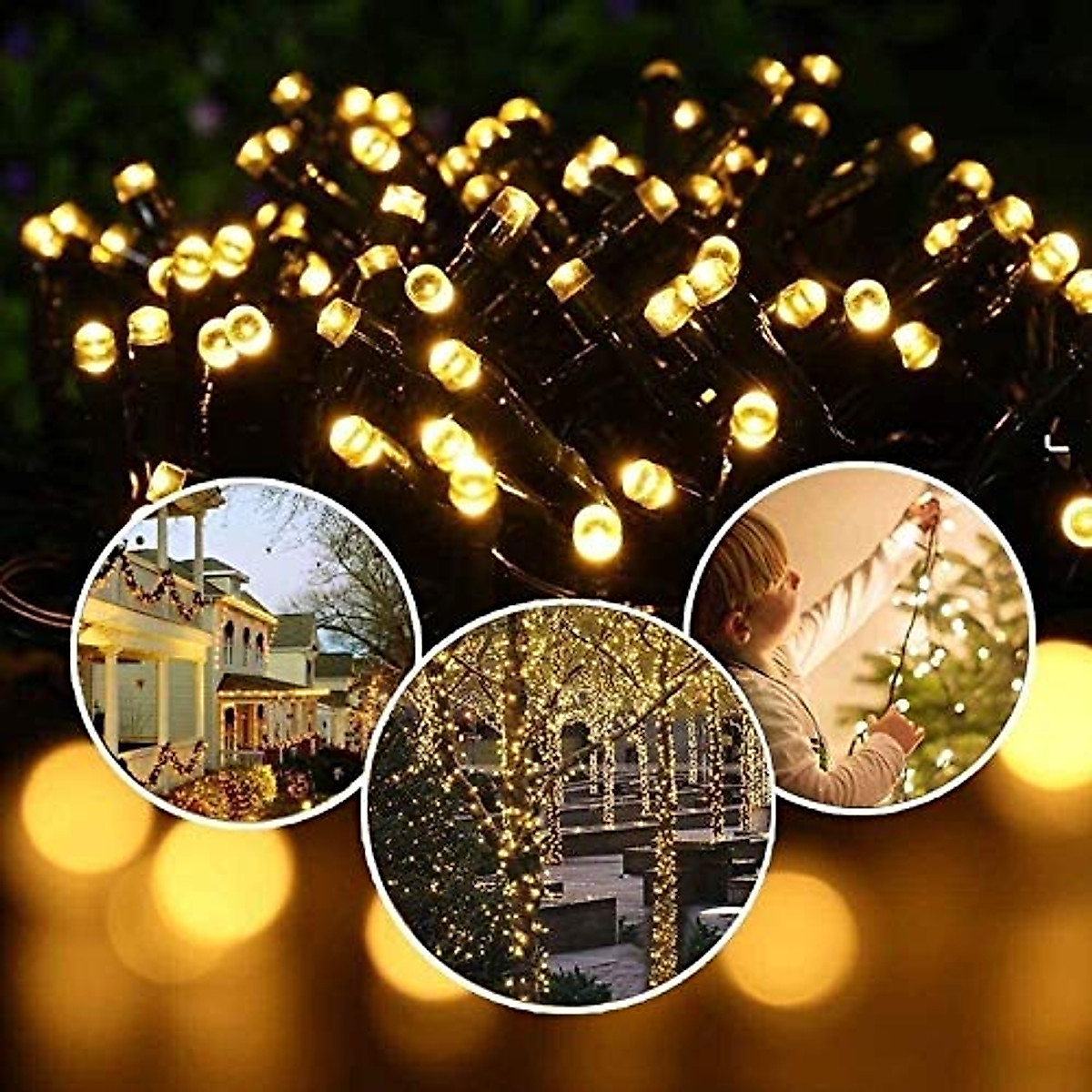 ZSMPY Fairy Lights Led Solar String Lights Fairy Lights Warm White 8 Lighting Modes Outdoor Decorative Light for Garden Home Wedding Party Christmas Halloween Decoration Lights String