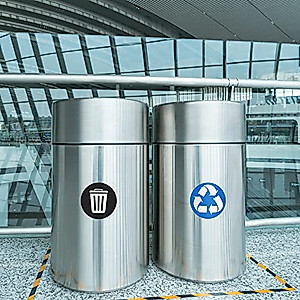 MECCANIXITY Recycle Sticker Bin Labels 5 Inch Self-Adhesive Recycling Vinyl for Home Office Stainless Steel/Plastic Trash Can, Blue Pack of 2