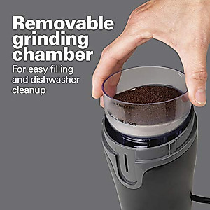 Hamilton Beach Glass Electric Tea Kettle, Clear & Fresh Grind Electric Coffee Grinder for Beans, Spices and More, Stainless Steel Blades, Removable Chamber, Makes up to 12 Cups, Black