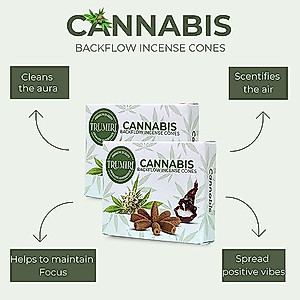 Cannabis Backflow Incense Cones - Total 20 Incense Cones Waterfall - Dual Pack of 10 Incense Backflow Cones - Waterfall Incense Cones - Incense Waterfall Cones