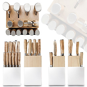 Kangdelun Natura Series 14 PCS Knife Block Set, Ultra Sharp High Carbon Stainless Steel with Wooden Handle