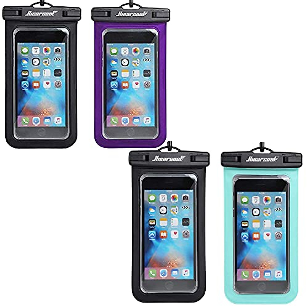 Hiearcool Universal Waterproof Case,Waterproof Phone Pouch Compatible for iPhone 12 Pro 11 Pro Max XS Max XR X 8 7 Samsung Galaxy s10/s9 Google Pixel 2 HTC Up to 7.0", IPX8 Cellphone Dry Bag - 4 Pack