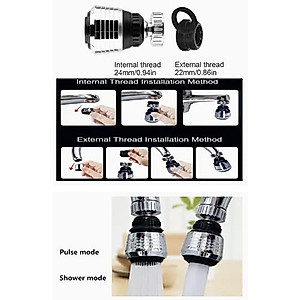 360 Degree Rotating Faucet Movable Kitchen Tap Head Water Saving Nozzle Sprayer 2 Position