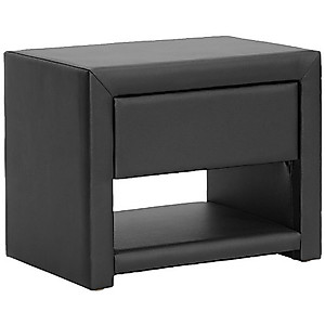 Baxton Studio Massey Upholstered Modern Nightstand, Black