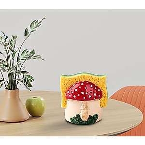 dgudgu Mushroom Kitchen Sponge Holder Resin Sponge Dish Red Sponge Holder for Kitchen Sink Caddy Decor for Kitchen Kitchen Sink Accessories Sponge Holder