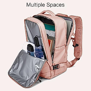 Lyweem Travel Laptop Backpack for Women 15.6 Inches Medium College Carry On Casual Backpack Flight Approved with USB charging Port, Cute Aesthetics Daypack for Teen Girl with Wet Pocket, Pink