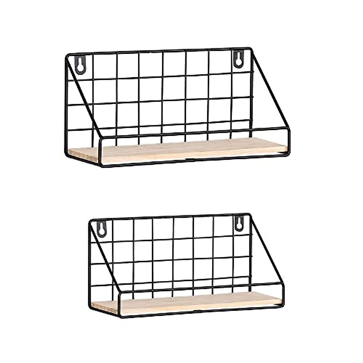 Black Floating Shelves Wall Mounted Set of 2 Rustic Wood Storage Hanging Shelf for Bedroom Bathroom Living Room Kitchen Office