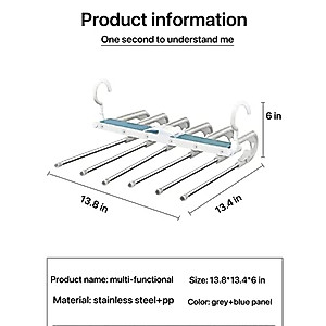 HS&ROXIN Space Saving Magic Pants Rack [2 Pieces] Upgraded Clip Anti Slip Design Pants Storage Rack 6-in-1, Suitable for Skirts, Jeans, Casual Pants, Scarves, etc