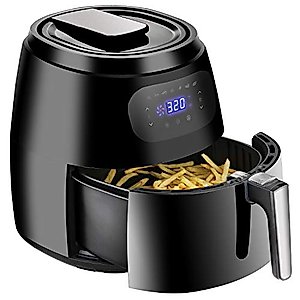 SUPER DEAL 7.6 QT Air Fryer Oven Cooker with 7 Cooking Presets Auto Shut off & Timer Dishwasher Safe Parts Recipes & CookBook, 1700W, Black