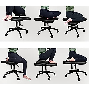 H&A Cross-Legged kneeing Chair for Office or Home, Meditation Seat for Reducing Back Pain, Ergonomic Posture Corrective Seat with Height Adjustable (Black), 26.5 inch x 23.5 inch