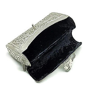 Brass Metal Bag Purse Vintage Style Brass Purse antique clutch Ethnic clutch Handmade Women metal clutch Bag (Silver)