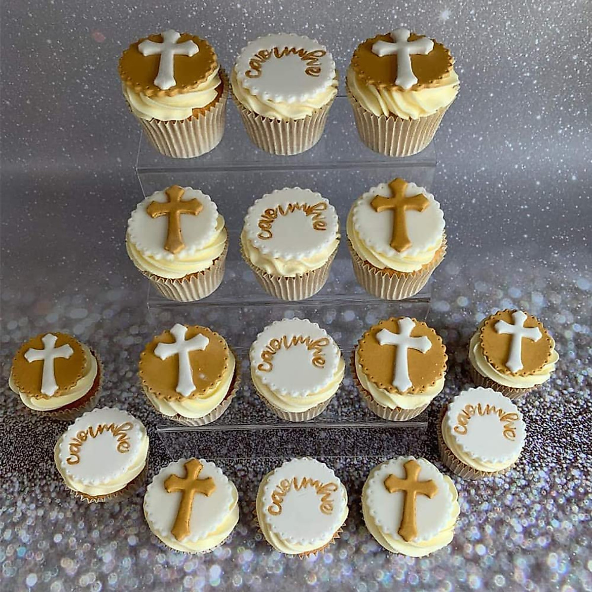 INKU 2 Pcs Christening Decorations Cupcake Cross Mold Christening Cross Mold Baptism Party Baby Fondant Mold Baptism Cupcake Cake Cross Mold Silicone for Baby Shower Wedding Party Supplies