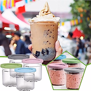 Creami Pints, for Ninja Ice Cream Maker Pints, Ice Cream Pints Safe and Leak Proof Compatible NC301 NC300 NC299AMZ Series Ice Cream Maker