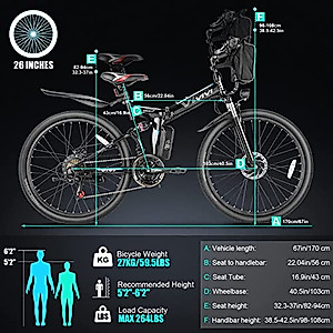Vivi Electric Bike for Adults 26"/20" Ebike, 500W Folding Electric Bike, 20MPH Adult Electric Bicycles with Removable 48V Battery, Up to 50Miles Range, Cruise Control, Dual Shock Absorber