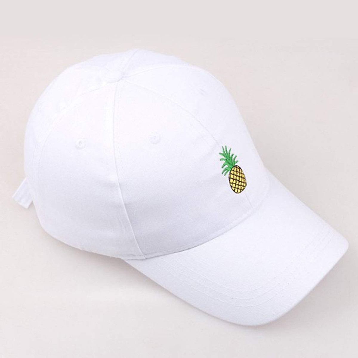 BSMTEBN Pineapple Hat Adjustable Unisex Baseball Cap Summer Embroidered Dad Hat Washed Distressed Cotton Baseball Caps White