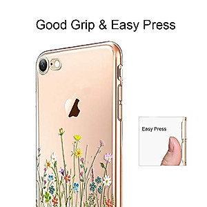 Unov Case for iPhone SE (2022) iPhone SE (2020) iPhone 8 iPhone 7 Case Clear with Design Embossed Floral Pattern TPU Soft Bumper Shock Absorption Slim Protective 4.7 Inch (Flower Bouquet)