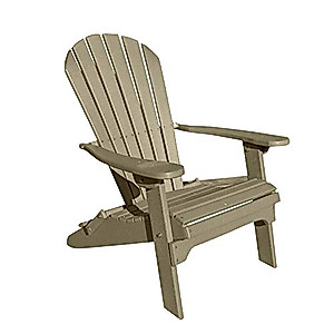 Phat Tommy Adirondack Chair - Poly Outdoor Furniture - Recycled, Composite, All Weather, & Folding - Heavy Duty Plastic Patio Seating, Weatherwood